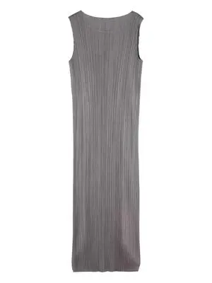 Issey Miyake Pleated Sleeveless Midi Dress - Grey