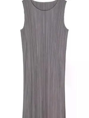 Issey Miyake Pleated Sleeveless Midi Dress - Grey