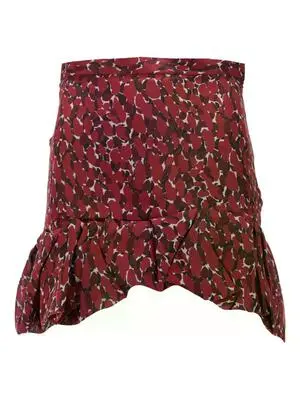 Saint Laurent Abstract-print Mini Skirt With Ruffle Hem