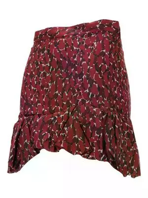 Saint Laurent Abstract-print Mini Skirt With Ruffle Hem