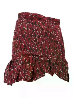 Saint Laurent Abstract-print Mini Skirt With Ruffle Hem