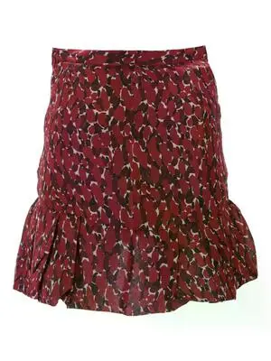 Saint Laurent Abstract-print Mini Skirt With Ruffle Hem