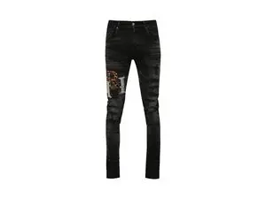 Amiri Leather Staggered Logo Jeans
