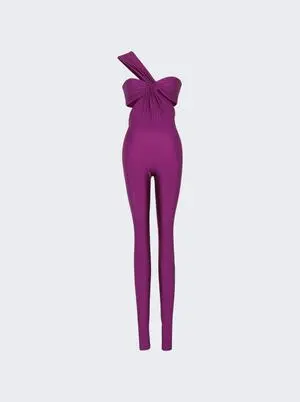 Saint Laurent Satin Jersey One-shoulder Jumpsuit - Purple
