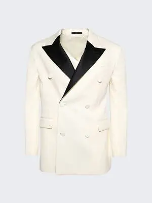LANVIN Satin Lapel Tuxedo Jacket Ecru - Cream