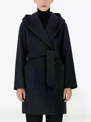 Max Mara Rialto Hooded Belted Coat - Blue