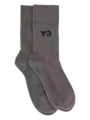 Y3 Logo-detail Socks - Grey