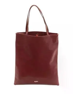 LA ROSE Logo Detail Leather Tote Bag - Red