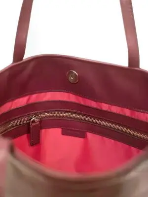 LA ROSE Logo Detail Leather Tote Bag - Red