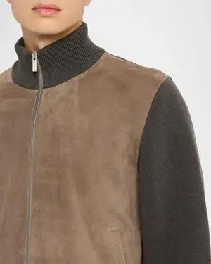 FERRAGAMO Suede And Wool Full-zip Blouson