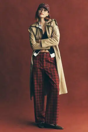 Maeve Colette Full-length Tartan Plaid Pants - Cherry Combo