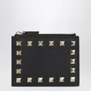 Valentino Garavani Rockstud Zipped Card Holder - Black