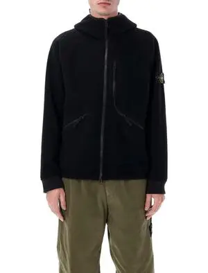 Stone Island Stone Island Hooded Jacket In Wool-Nylon Blend - Black