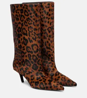Amina Muaddi Fiona 60 Leopard-print Calf Hair Ankle Boots - Multicoloured