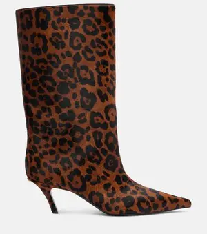 Amina Muaddi Fiona 60 Leopard-print Calf Hair Ankle Boots - Multicoloured