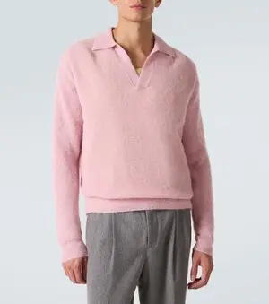 Auralee Alpaca-blend V-neck Sweater