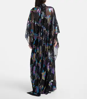 TALLER MARMO Stevie Tie-neck Silk-blend Lamé Kaftan
