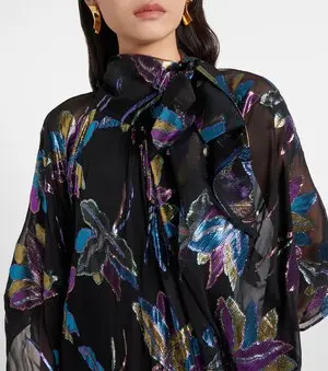 TALLER MARMO Stevie Tie-neck Silk-blend Lamé Kaftan