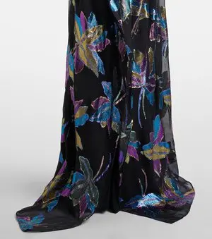 TALLER MARMO Stevie Tie-neck Silk-blend Lamé Kaftan