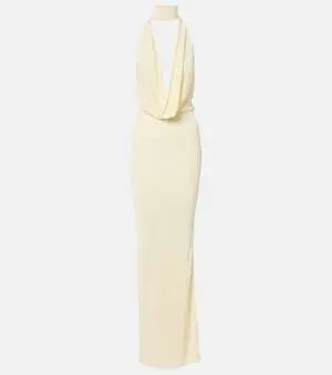 AYA MUSE Draped Jersey Gown - Beige