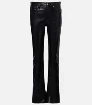 AGOLDE Mid-rise Bootcut Leather-blend Trousers - Black