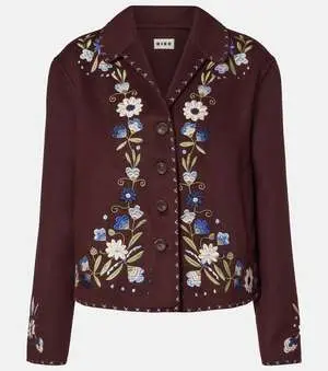 Rixo Jude Embroidered Wool-blend Jacket - Brown