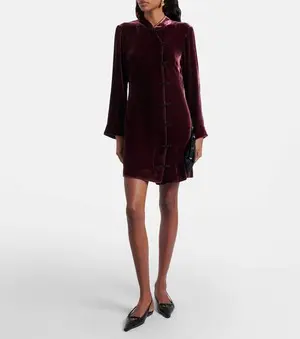 Rixo Delphina Velvet Mini Dress