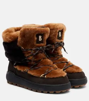 Bogner Chamonix Shearling And Suede Snow Boots - Brown