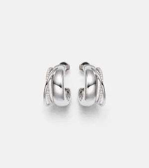 Yvonne Léon Un Deux Trois Lisse 9kt White Gold Hoop Earrings With Diamonds - Silver
