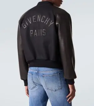Givenchy Leather-trimmed Wool Bomber Jacket