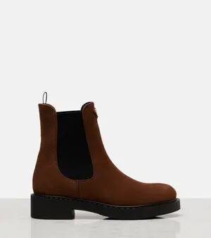 Prada Chocolate Suede Chelsea Boots