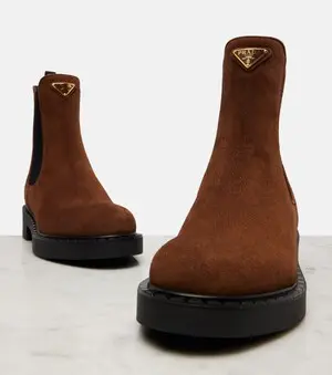 Prada Chocolate Suede Chelsea Boots