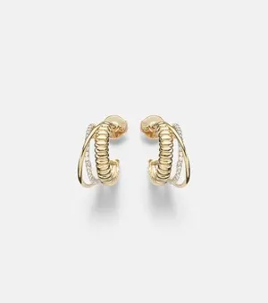 Yvonne Léon Un Deux Trois Lisse Hoop Earrings With Diamonds - Silver