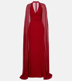 Elie Saab Bow-detail Caped Gown