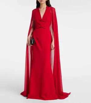Elie Saab Bow-detail Caped Gown