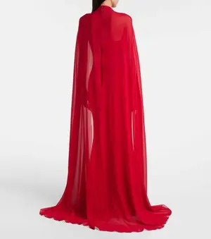 Elie Saab Bow-detail Caped Gown