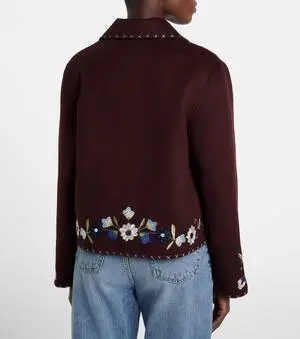 Rixo Embroidered Wool-blend Jacket - Brown