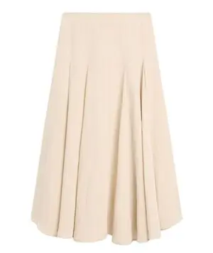 Massimo Dutti Flared Linen-blend Midi Skirt