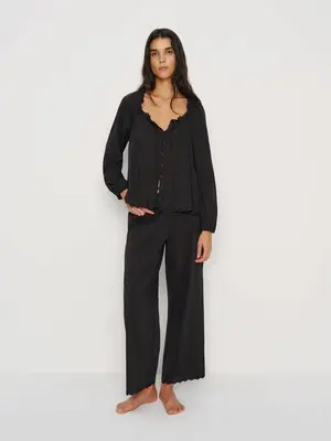 REFORMATION Paloma Pajama Set Lace - Black