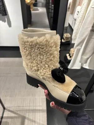 Chanel Shearling Boot - Beige