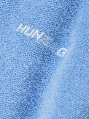 Hunza G Embroidered Cotton-terry Polo Shirt - Blue