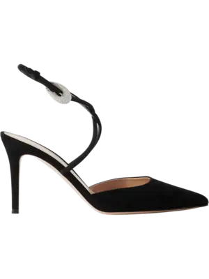 GIANVITO ROSSI Jungle Mamba 85 Crystal-embellished Suede Pumps - Black