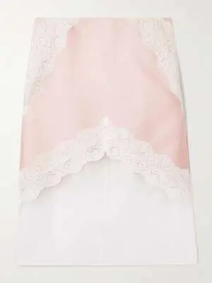 JIL SANDER Lace And Organza-Blend Satin-Twill Midi Skirt Blush