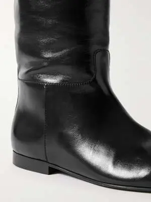 Khaite Colt Glossed-leather Knee High Boots - Black