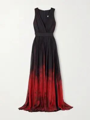 Elie Saab Pleated Dégradé Chiffon Gown