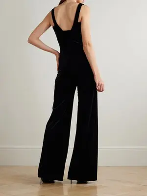 Galvan Vesper Satin-trimmed Velvet Jumpsuit