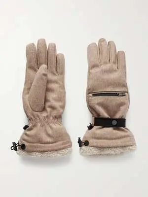 Brunello Cucinelli Shearling-lined Wool Gloves - Beige