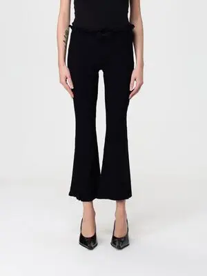Balenciaga Cropped Flare Pants With Ruffle Detail - Black