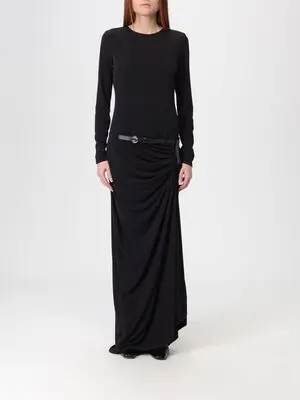 Coperni Long Sleeve Draped Maxi Dress - Black