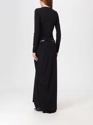 Coperni Long Sleeve Draped Maxi Dress - Black